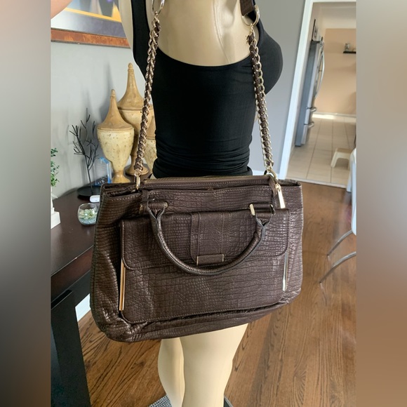 Ivanka Trump | Bags | Ivanka Trump Brown Faux Leather Satchel Shoulder ...